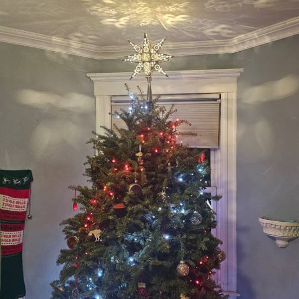 Tin Punched Handmade Star Tree Topper Handmade Brown With Clear Marbles ...