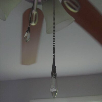 Set of Two, Clear Crystal Ceiling Fan Pulls, Light Pull, Fan Pull ...