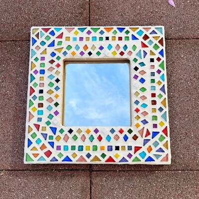 12 Square Mosaic Mirror Kit, Craft Kit, DIY Kit for Adults, Craft Kit ...