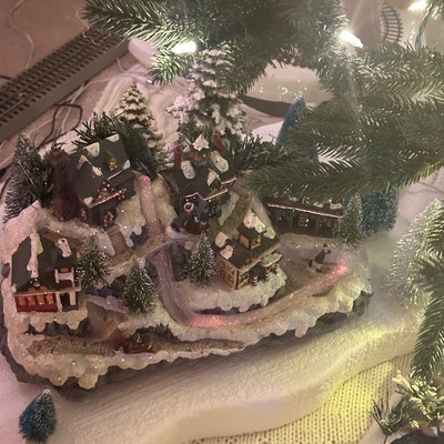 Vintage Ceramic Mold Village Scene Lighted Blue Sparkly 16 - Etsy