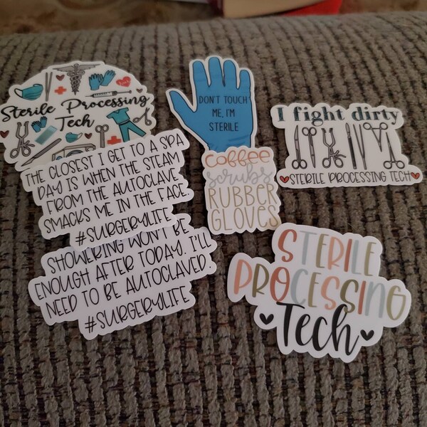 Set of 6 Sterile Processing Tech Stickers | Water Resistant Vinyl ...