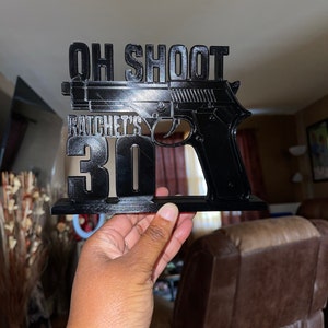Oh Shoot It's Your Birthday GUN Cake Topper on Base - Etsy