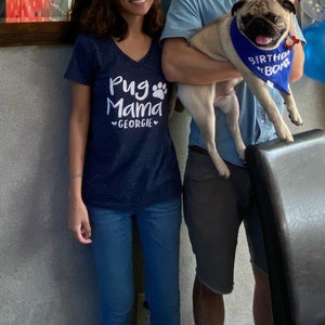 PUG Mama Custom Pug Mom Shirt or Any Breed Pug Lover Soft Cute Pug Dog ...