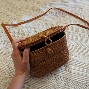 Trapeze Rattan Bag Bali Bag Straw Bag Woven Summer Bag Boho Bag Rattan Purse for Women Gift for ...