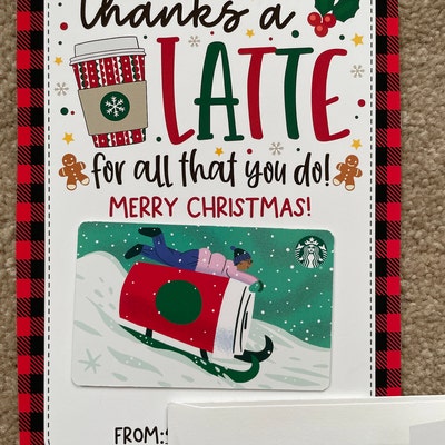 Christmas Coffee Gift Card Holder, Thanks a Latte, Staff Appreciation ...