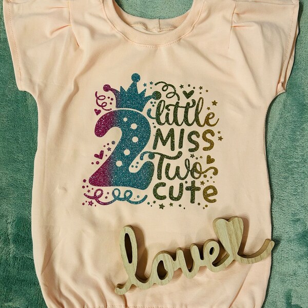 Little Miss Two Cute SVG Birthday Cut File for Cricut, Silhouette, 2 ...