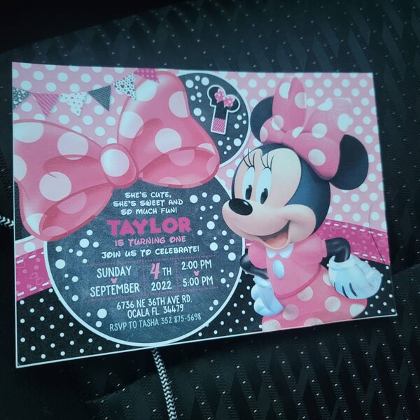 Minnie Mouse Invitation Birthday Invite Party Minnie Chalk Invites ...