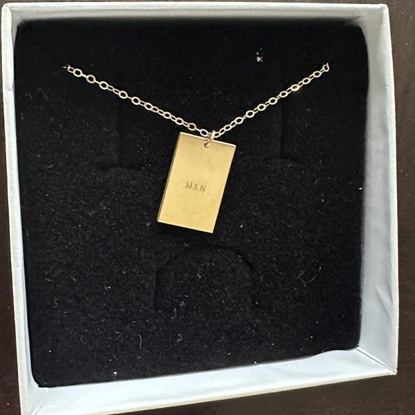 Personalized Rectangle Necklace, Personalized Rectangle Pendant, 14kt ...