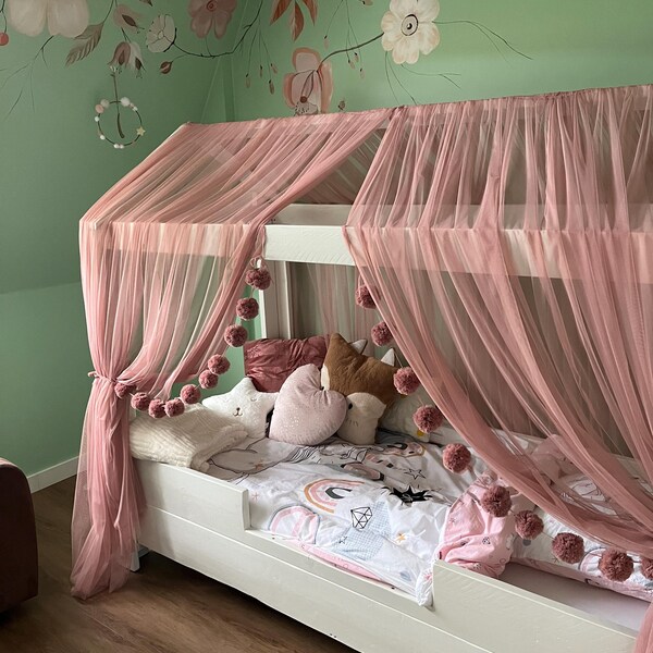 Kids Bed Canopy for Girls, Soft Smooth Play Tent, Crib Netting, Reading ...