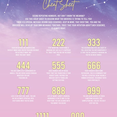 Angel Numbers Handy Cheat Sheet Printables to Enlighten You About Messages Universe is Trying to ...