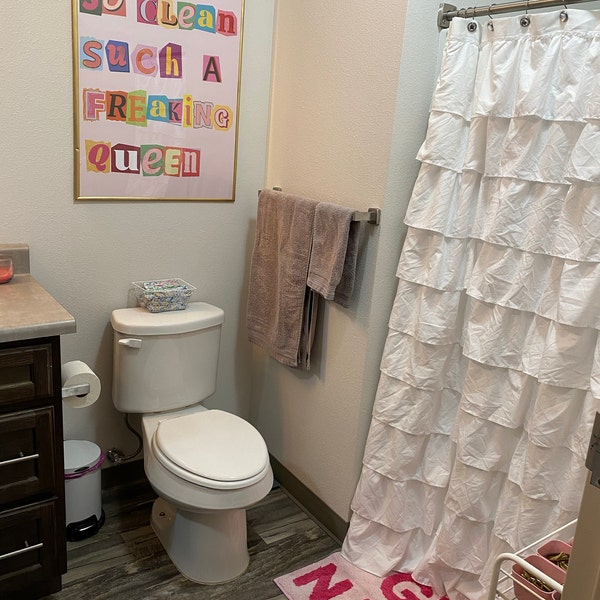 Trendy Bathroom Poster, Preppy Letter Wall Art, Colorful Toilet Poster ...