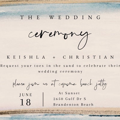 Minimalist Boho Wedding Ceremony Insert Card Template Printable Wedding ...