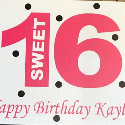 Sweet 16 Birthday Party Yard Sign, Custom 16th Birthday Party Decor ...