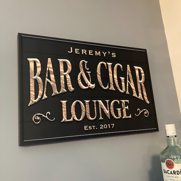 Custom Bar Sign Personalized | Billiards Lounge Decor | Custom Bourbon ...