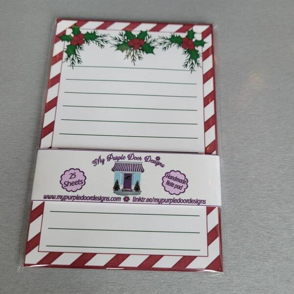 4"x6" Holly, Candy Cane Border Lined Notepad, 25 Sheets, to Do List ...