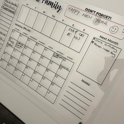 Acrylic Family Calendar Family Planner Dry Erase Calendar Personalize ...