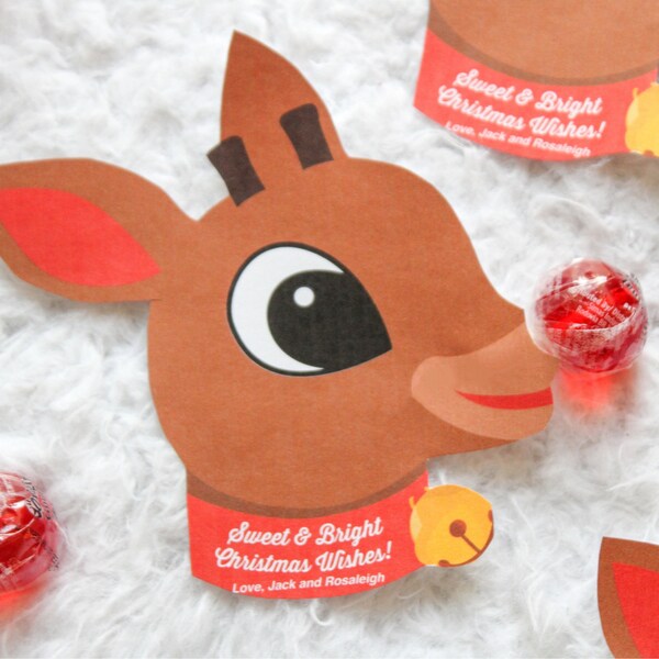 Rudolph Lollipop Christmas Printable - Christmas Gift Tag, Treat Tag ...