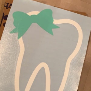 Tooth With Bow Vinyl Decal Dental Profession Car Window - Etsy