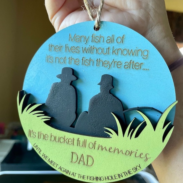 Customizable Memorial Keepsake Fishing Charm Ornament Laser Digital ...