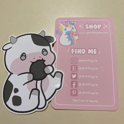 Cute Cow Munchimal Kawaii Animal Large Gloss Vinyl Notebook Laptop ...