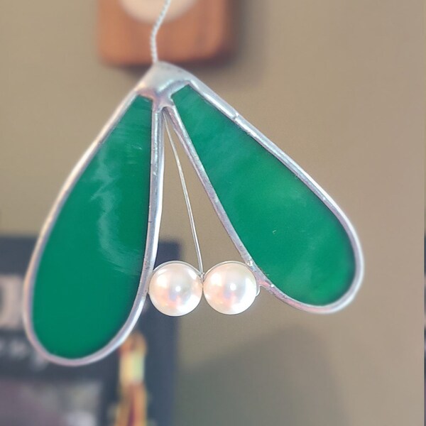 5 Stained Glass Mistletoe Christmas Ornaments: Handmade Holiday Decor ...