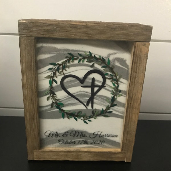 Rustic Unity Sand Ceremony Set Shadow Box, Unity Candle Alternative for ...