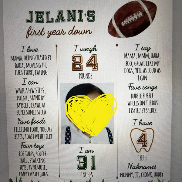 EDITABLE Football Milestone Board, Football 1st Birthday Milestone ...