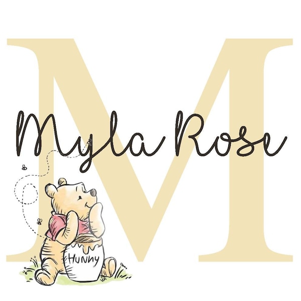 Winnie the Pooh Personalised Name Print | Winnie the Pooh Nursery | New ...