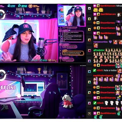 4x Animated Stream Screen for Twitch Lofi Game Room Neon Game Room Twitch Animated Screen for ...