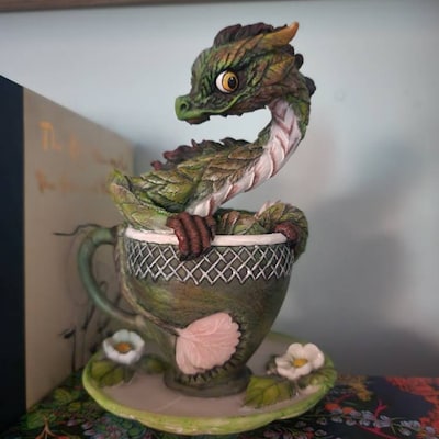 HOT CHOCOLATE DRAGON Figurine, Dragon in Cup, Brown Dragon, Gift,unique ...