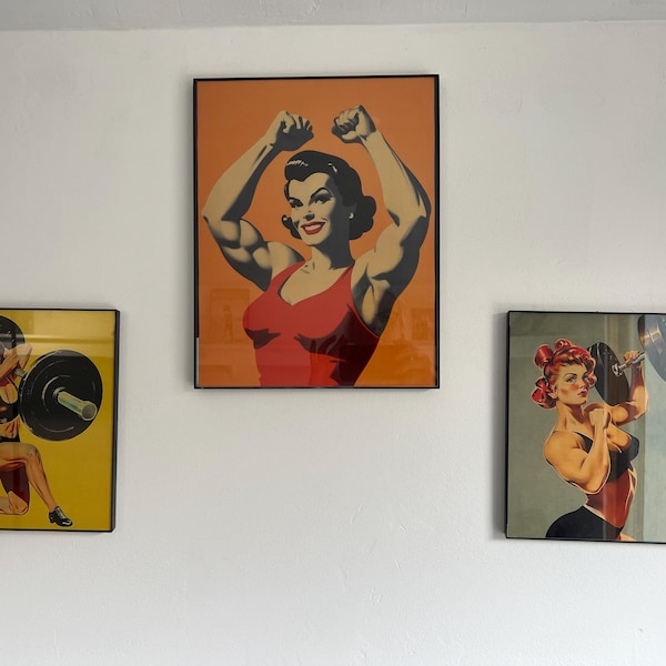 Retro Gym Poster Printable Art for Gym Heavy Lifting Prin Fitness ...