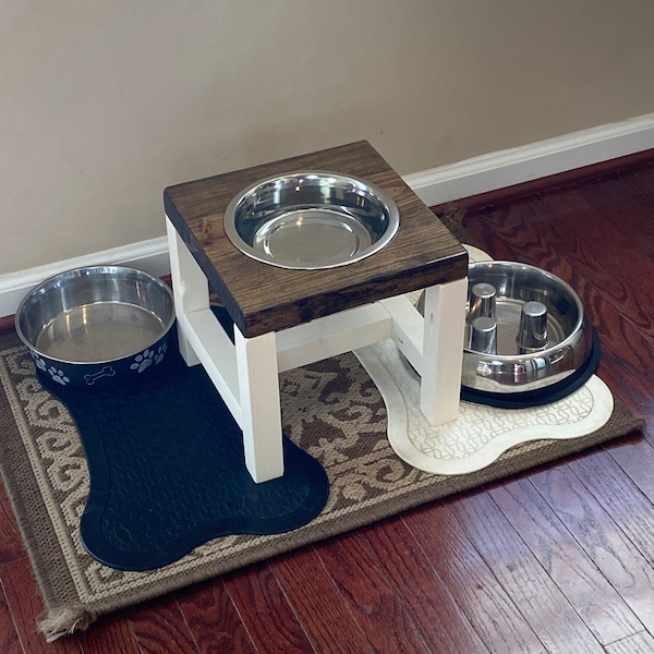 Dog Bowl Stand - Large Dog Bowl Stand - Farmhouse Style - Rustic Dog ...