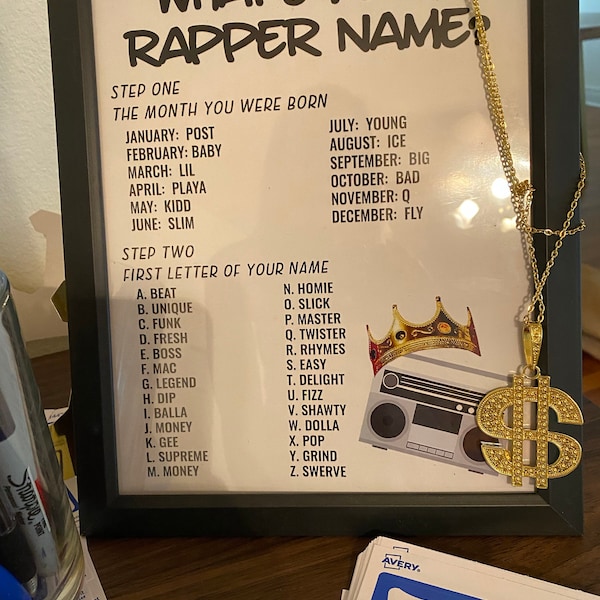 What's Your Rapper Name Digital Sign Party Decor Birthday Big One ...