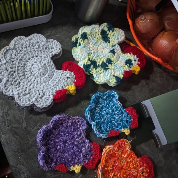 Chicken / Hen Scrubbies - Set of 3, Farmhouse Decor, Rooster ...