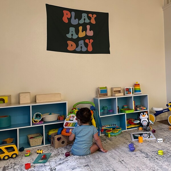 Play All Day Sign Playroom Wall Decor Playroom Sign Decor Lets Play ...