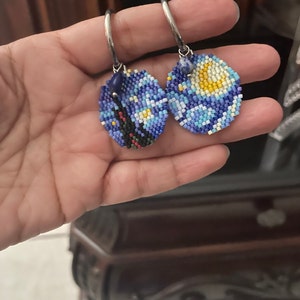 Blueberry Beaded Earrings Bilberry Beadwork Earrings Berry - Etsy