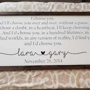 I Choose You Sign I'll Keep Choosing You Personalized Name Date Sign ...