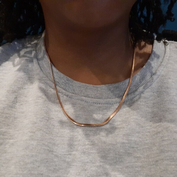 Rose Gold Snake Necklace Chain - Snake Chain - Rose Gold Choker - Rose ...