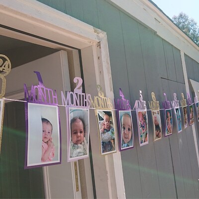 First Birthday Photo Banner, First Birthday Banner, 1st Year Photo ...