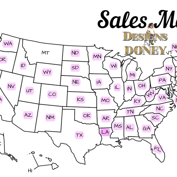 Sales Map Tracker - Printable United States Etsy Sales Map, Goal Map ...