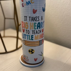 20 Oz Skinny Tumbler Rainbow Glitter Teacher Tumbler Big Heart to Teach ...