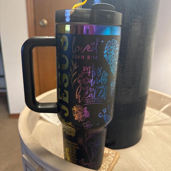 Bible Verses Engraved Tumbler | Cup Holder Friendly Travel Mug | Vacuum ...