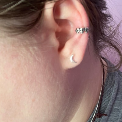 Sterling Silver Star and Moon Ear Cuff, Silver Night Sky Ear Cuff, Non ...