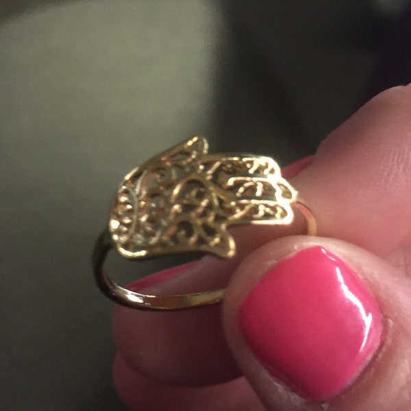 Sterling Silver Hamsa Ring: Filigree Hand of God Ring - Etsy