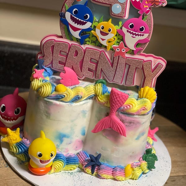 Baby Shark Cake Topper, Baby Shark Birthday, Cupcake Topper, Ping Fong ...