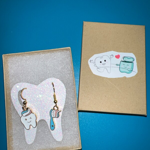Dental Earrings, Floss, Molar Tooth, Toothbrush and Toothpaste, Tooth ...