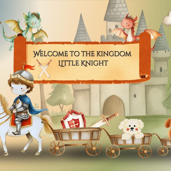 Knight and Dragon Watercolor Clipart, Castle Fairy Tale Dragons King ...