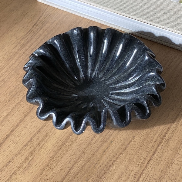 Handcrafted Marble Ruffle Bowl /antique Scallop Bowl/ Fruit Bowl ...