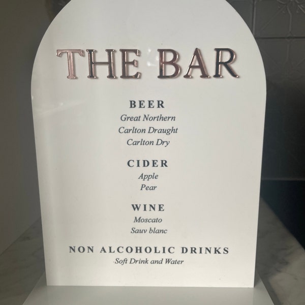 Bar Menu, Drinks Menu, Bar Sign, Acrylic Drink Menu, Arch Menu, Acrylic ...