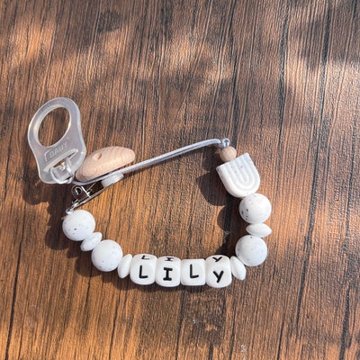 DAISY, RAINBOW Personalised Dummy Clip, Pacifier Clip,silicone Dummy ...